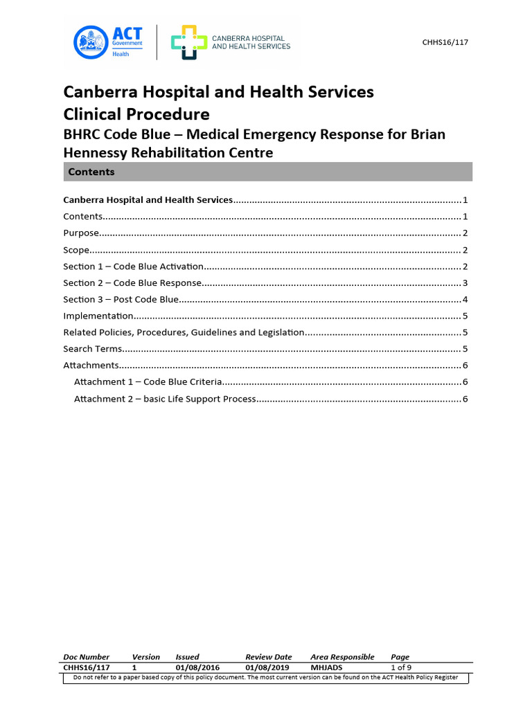 BHRC Code Blue – Medical Emergency Response for Brian Hennessy ...