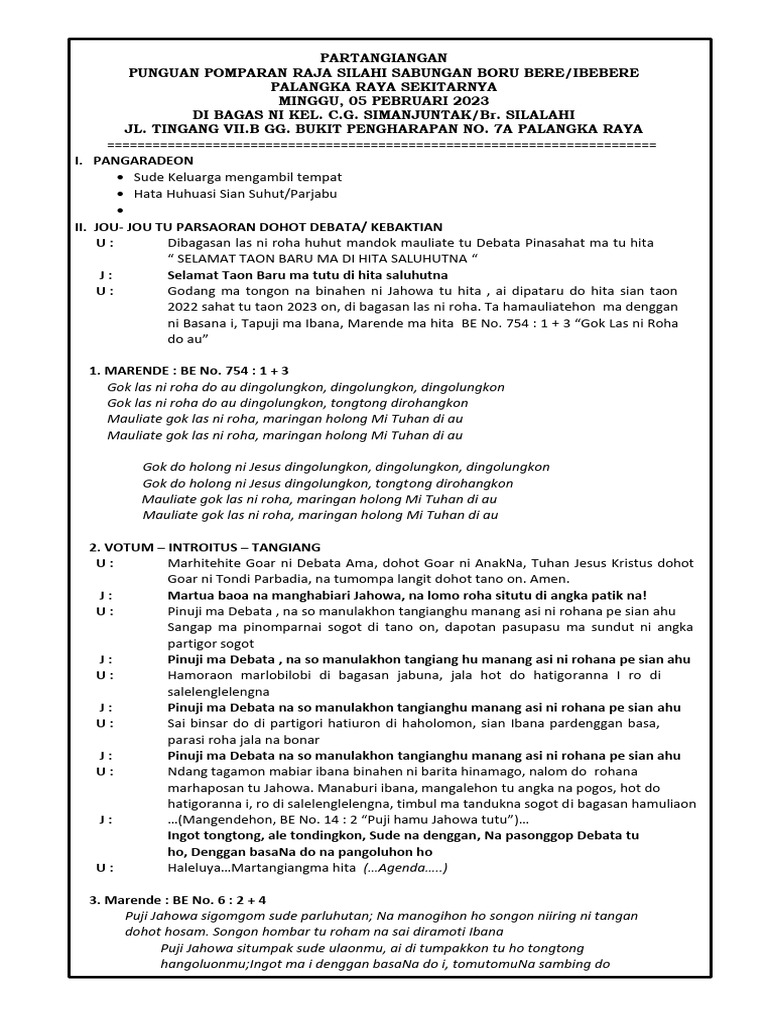 Partangiangan Silahi Sabungan 2019 | PDF | Agama & Spiritualitas