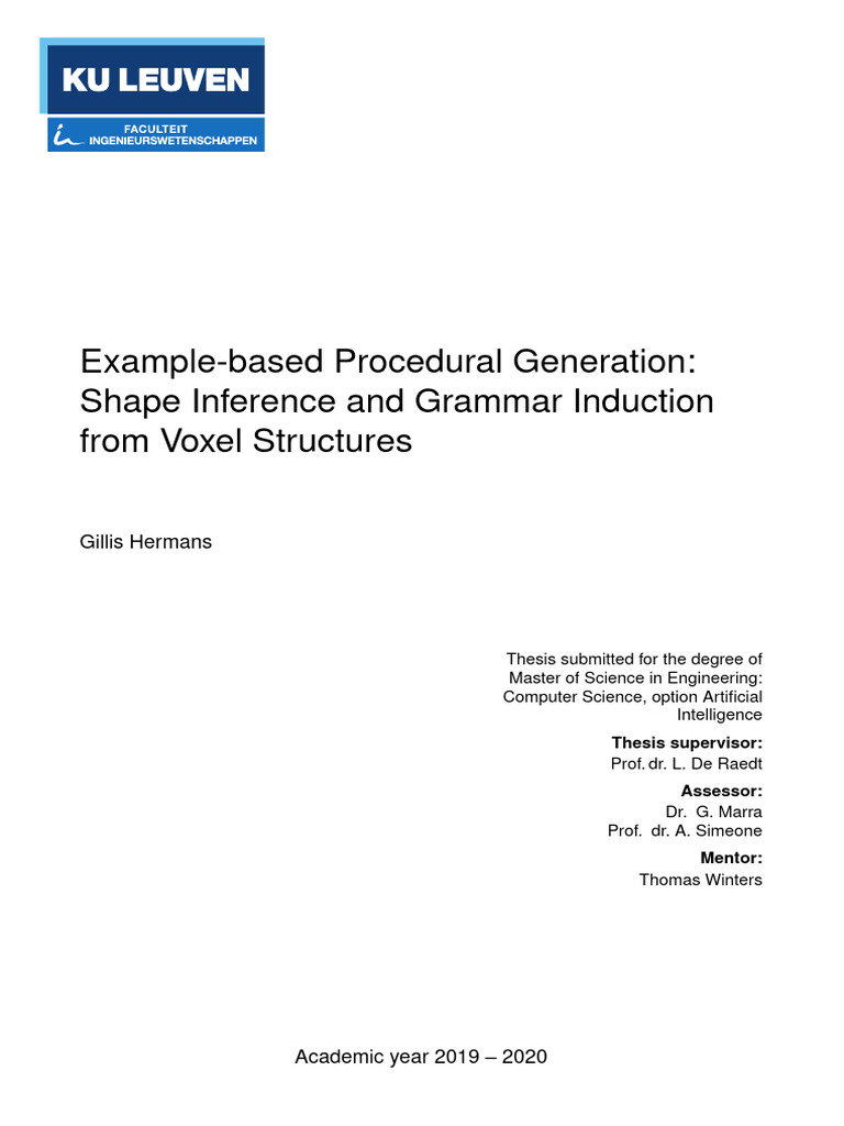 Example-Based Procedural Generation - Thesis - Gillis - Hermans | PDF ...