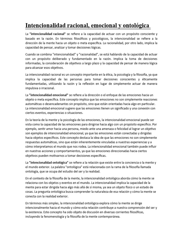 Resumen - Intencionalidad | Descargar gratis PDF | Las emociones ...