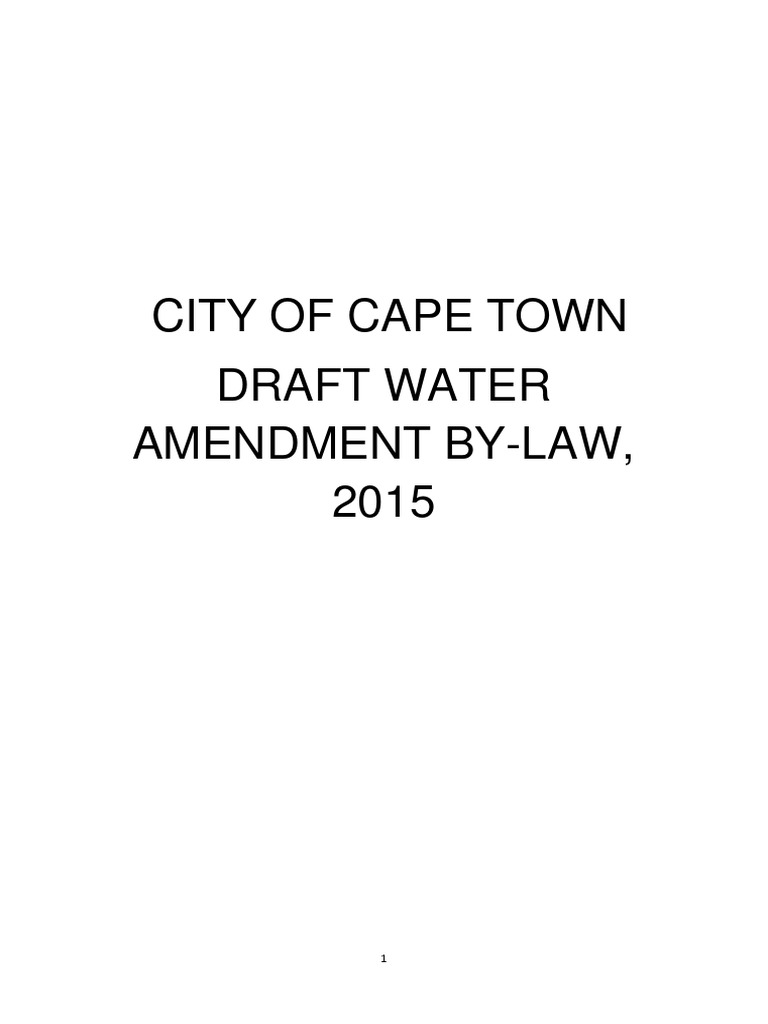 Cape Town Draft Water By-law Amendments | PDF | Pipe (Fluid Conveyance ...