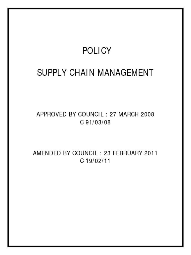 Supply Chain Management Policy | PDF | Procurement | Supply Chain