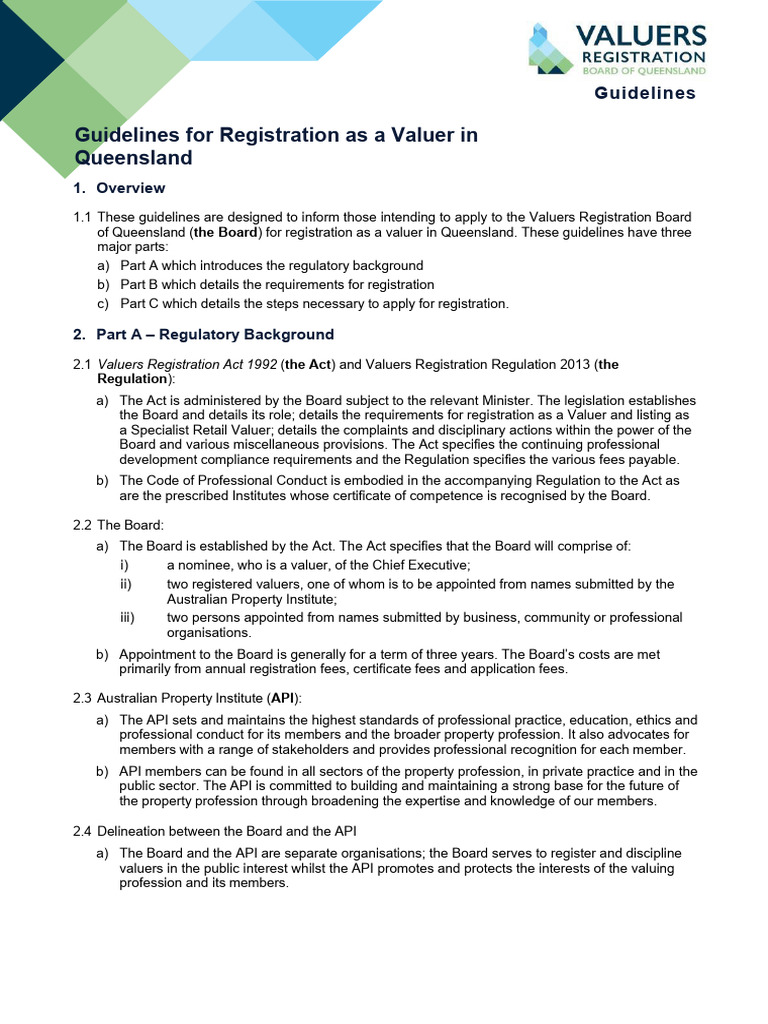 Guidelines For Registration As A Valuer March 2022 | PDF | Real Estate Appraisal | Profession