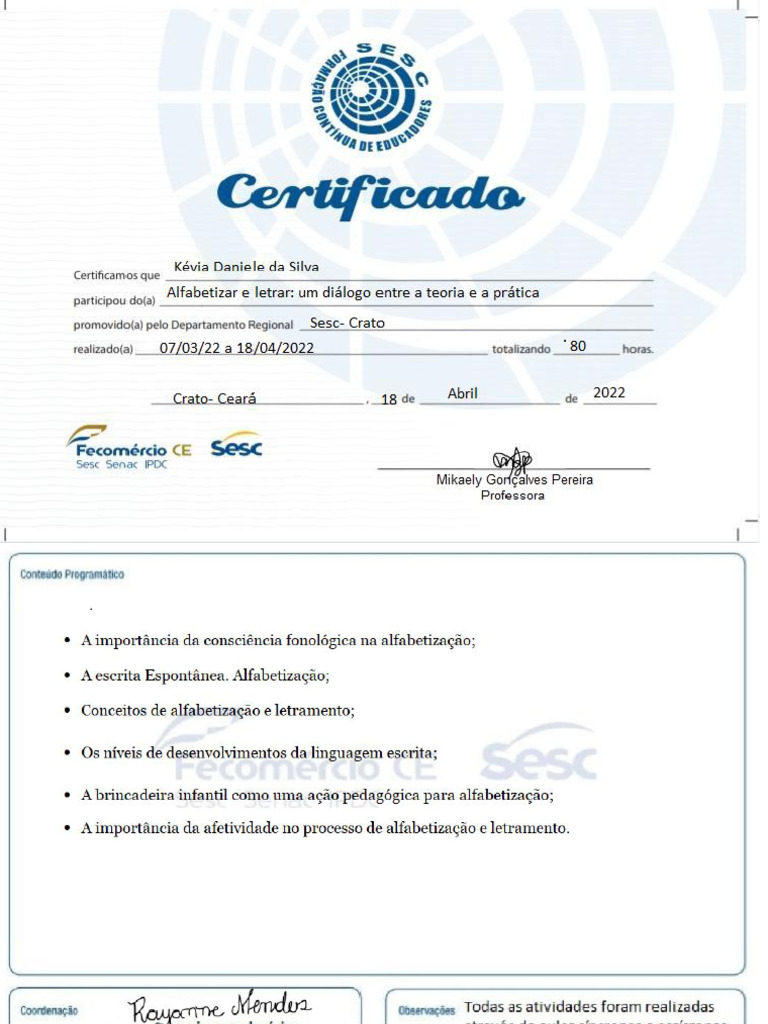 Alfabetizar e Curso - Letrar | PDF