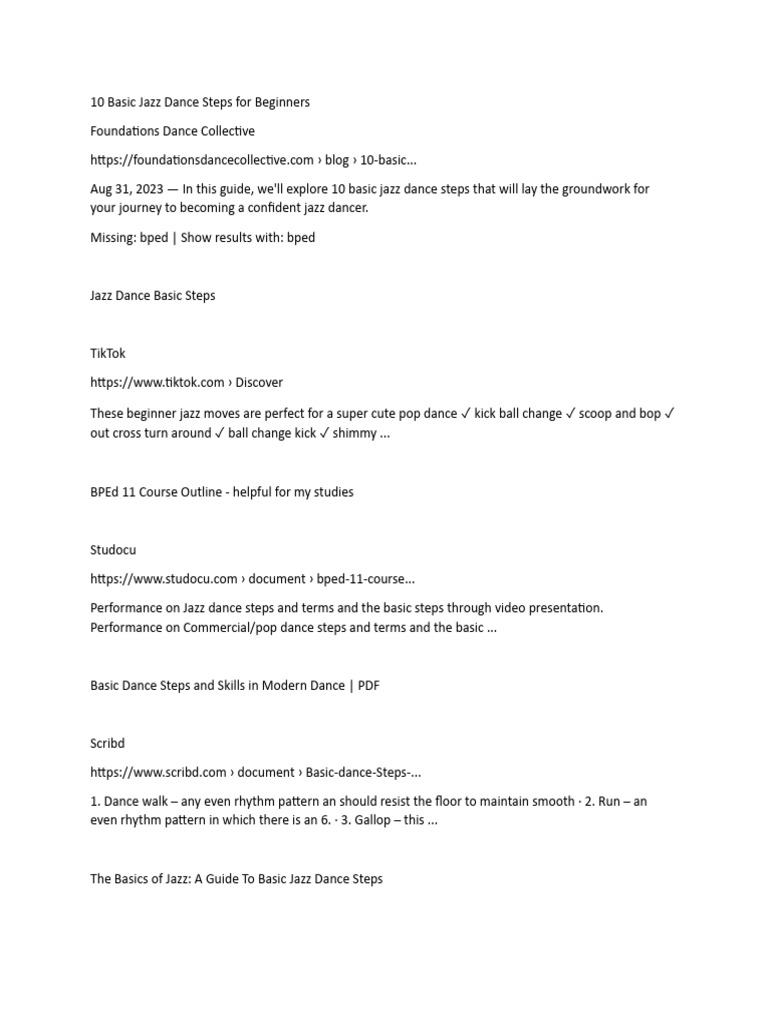 10 Basic Jazz Dance Steps For Beginners | PDF