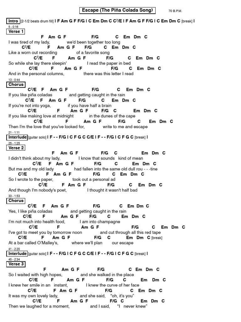 Escape-The-Pina-Colada-Song lyrics | PDF | Sound Recording | Songs