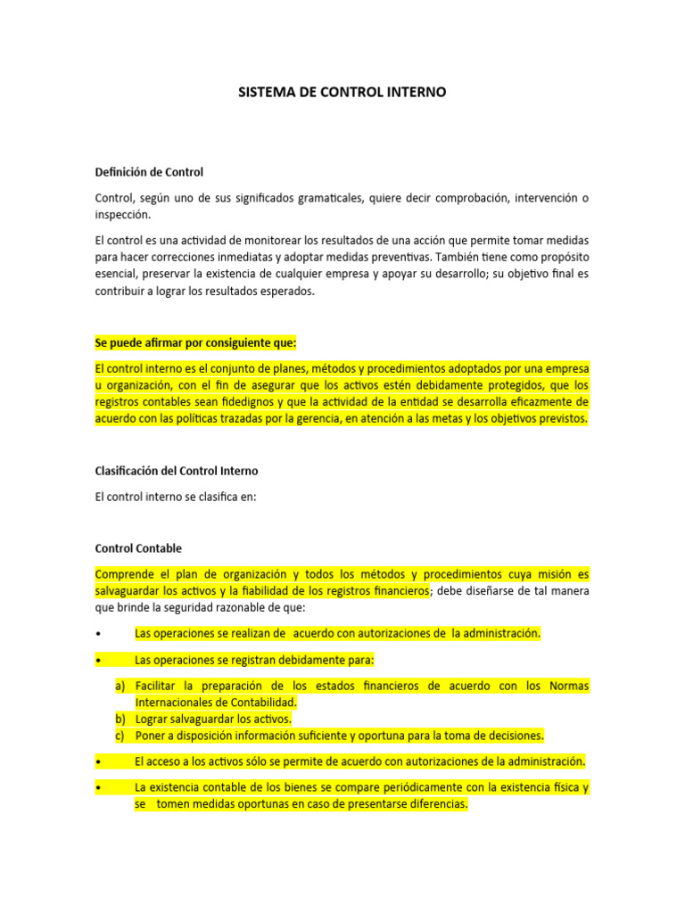 Sistema de Control Interno | PDF | Contabilidad | Auditoría