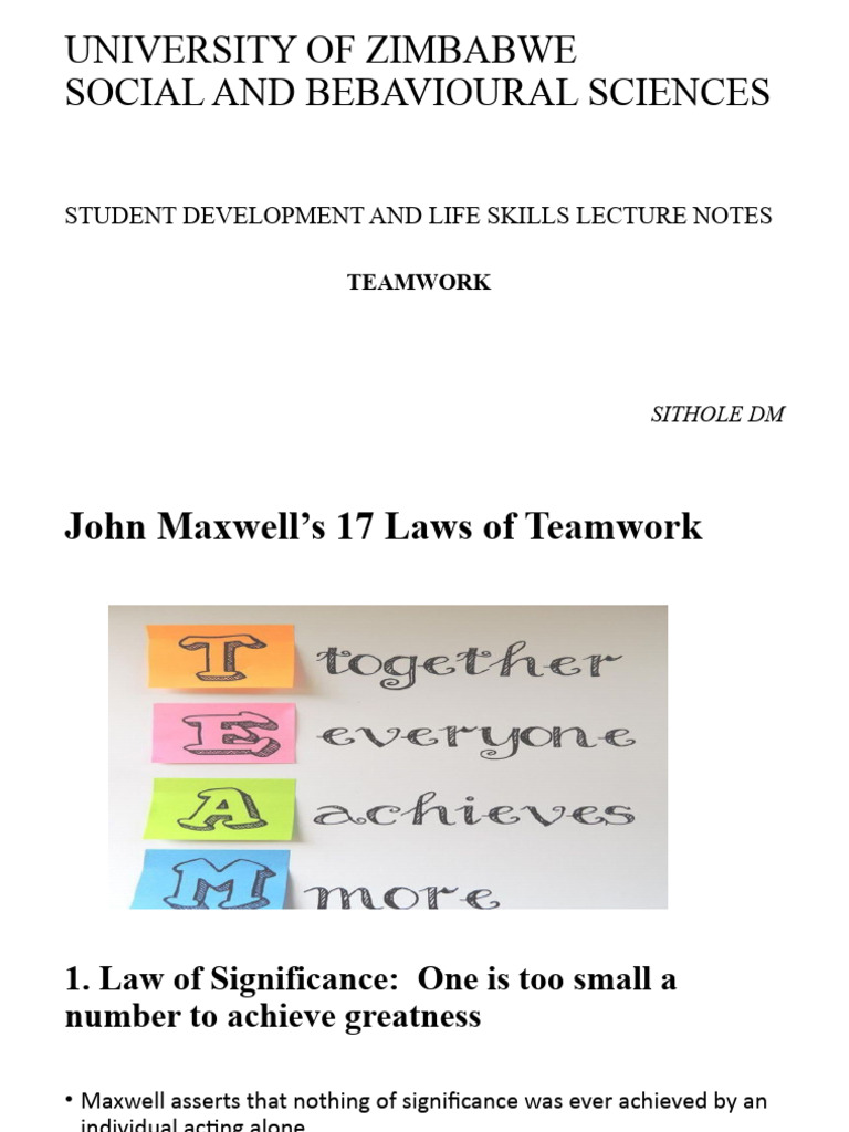 John Maxwell's 17 Teamwork Laws | PDF | Leadership | Social Psychology