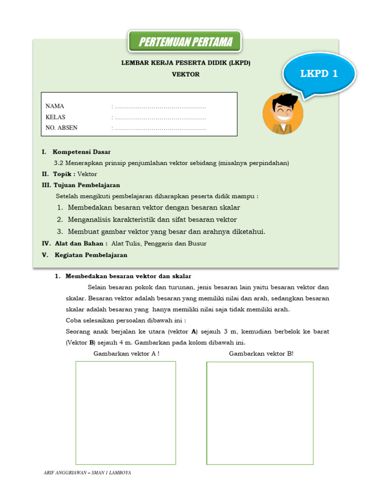 LKPD 1 Dan 2 - Vektor | PDF | Metode & Bahan Ajar
