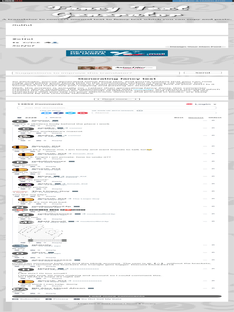 Fancy Text Generator (???? ??? ?????) LingoJam | PDF | Computing