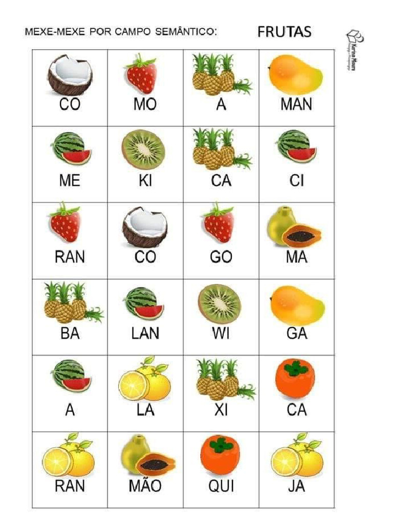 jogo de palavras_sílabas_frutas | PDF