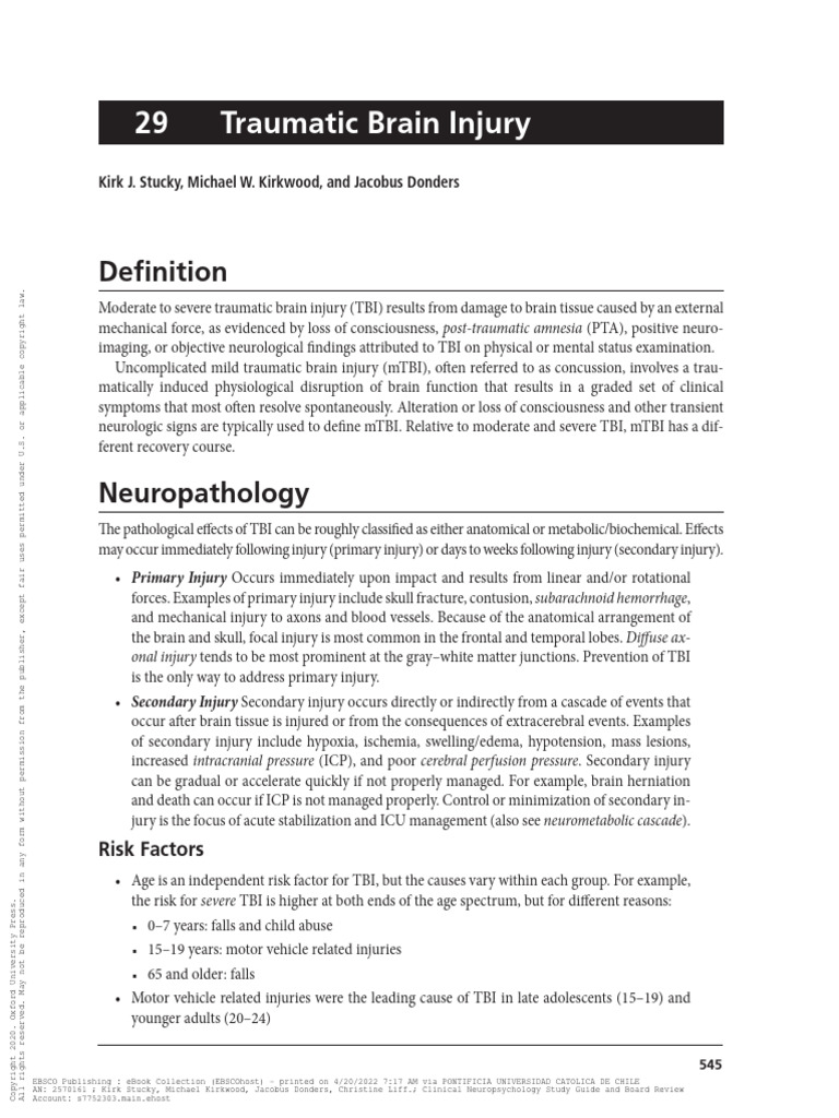 Ch.29 Traumatic Brain Injury | PDF | Traumatic Brain Injury | Concussion