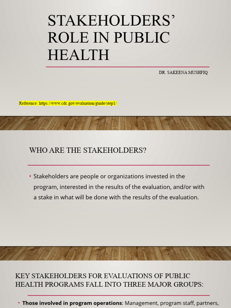 4_Stakeholders’ Role in Public Health | PDF | Evaluation | Health Care