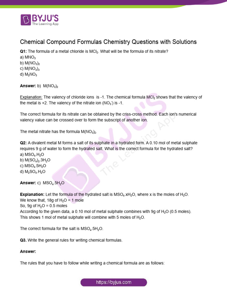Chemical Compound Formulas | PDF | Hydroxide | Chemical Compounds