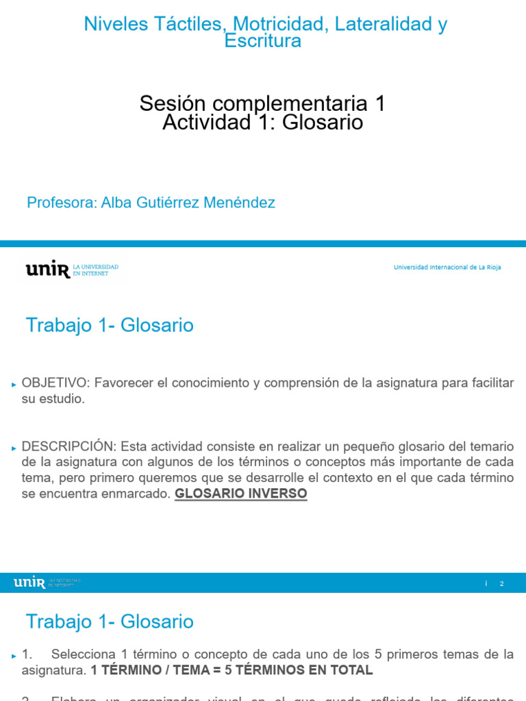 Niveles Táctiles, Motricidad, Lateralidad y Escritura: Sesión Complementaria 1 Actividad 1 ...