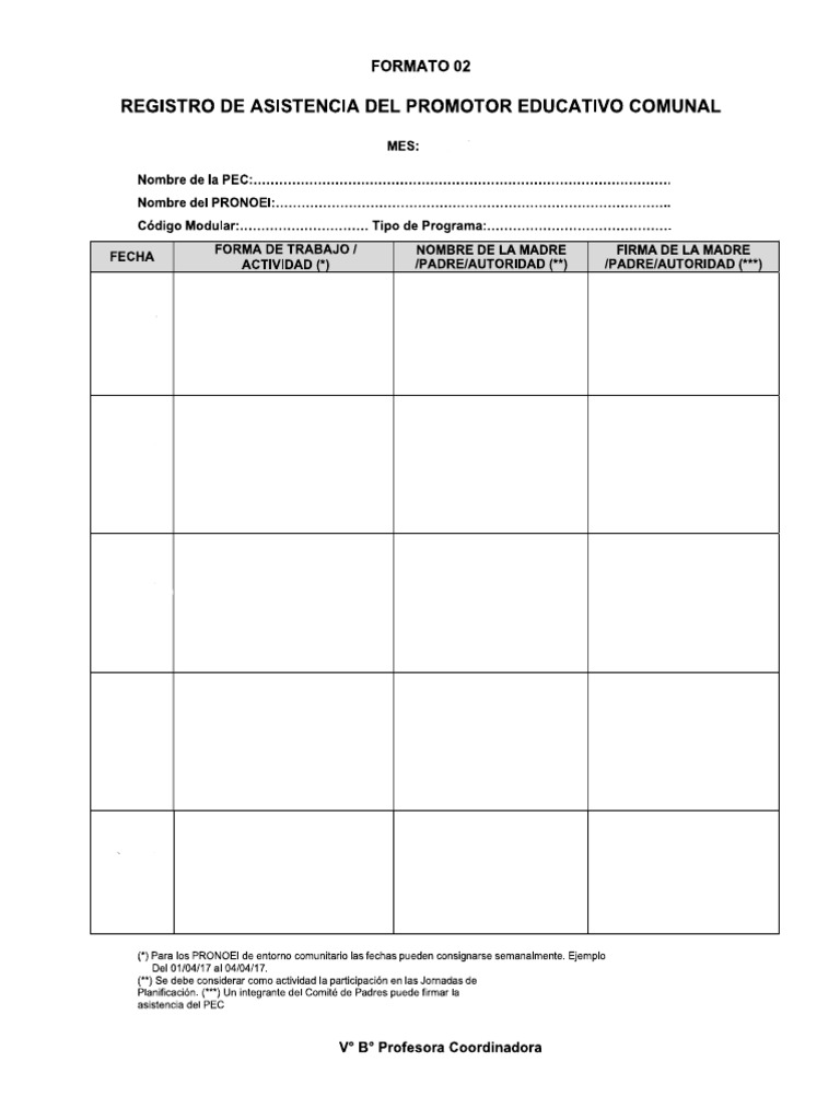 Formato 02 Asistencia de Pec 5 | PDF