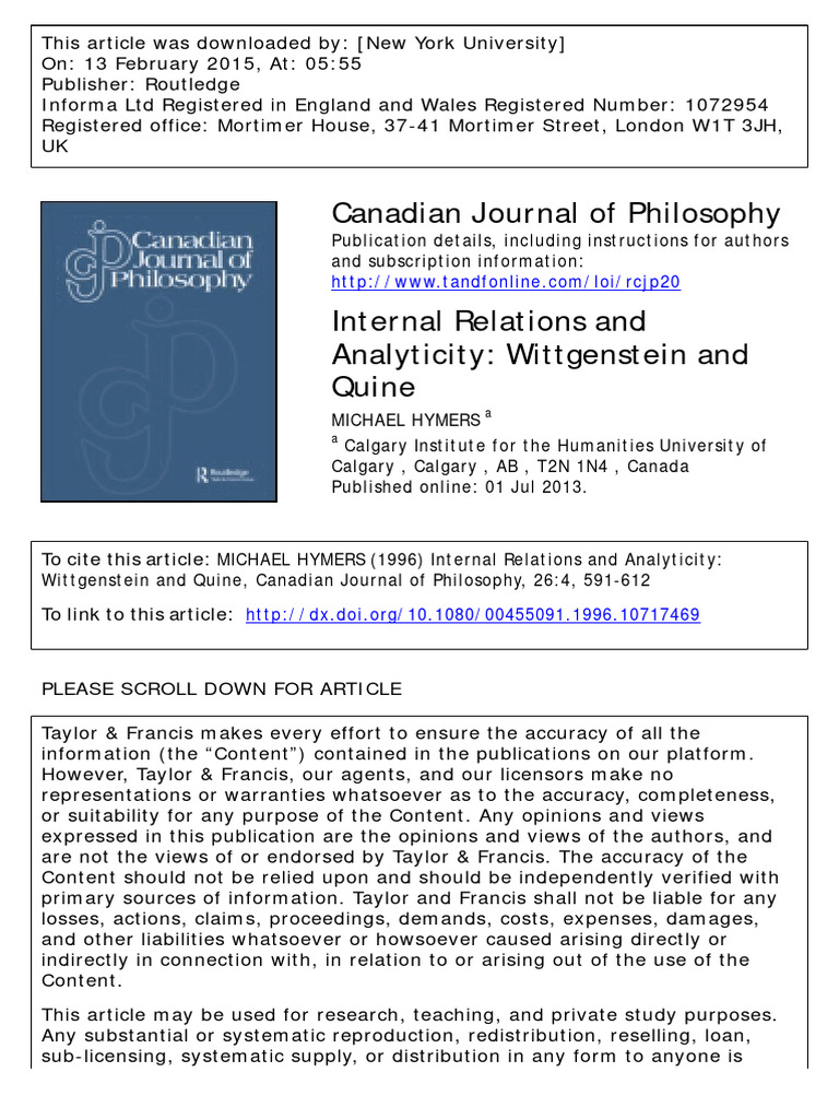 Internal Relations | PDF | Western Philosophy | Contemporary Philosophy