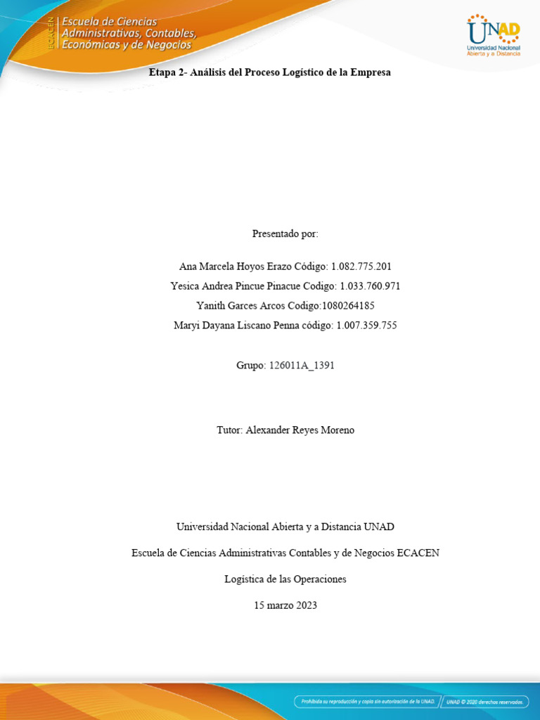 Etapa 2 - Analisis del Proceso Logistico de la Empresa. - Actividad Colaborativa (2) | PDF ...