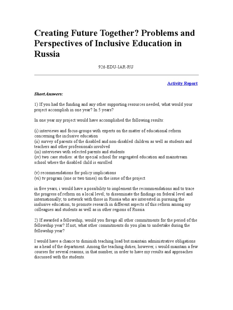 Creating Future Together | PDF | Inclusion (Education) | Preschool