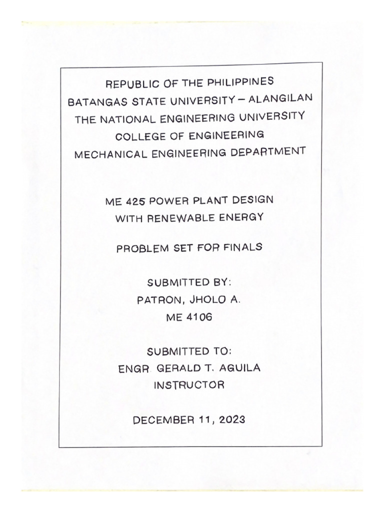 Patron Jholo A Finals PSET ME 4106 | PDF