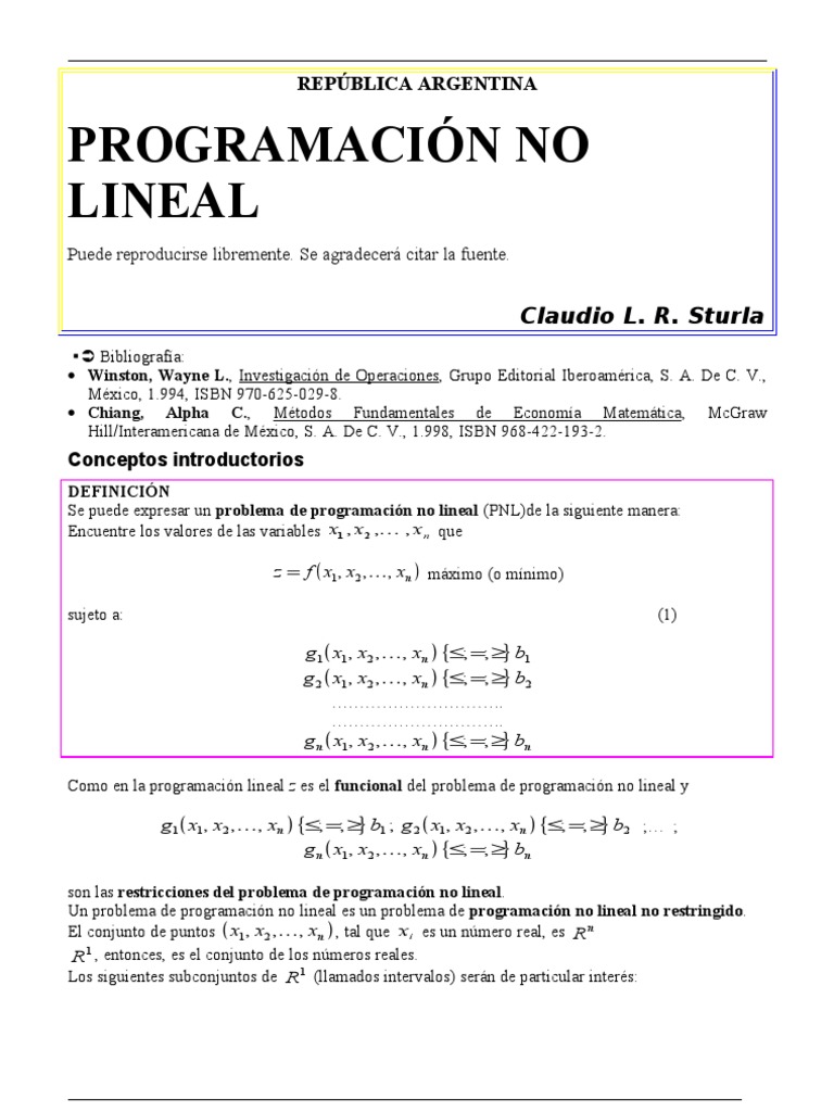 Introducción a la Programación No Lineal | PDF | Programacion no lineal | Conjunto convexo