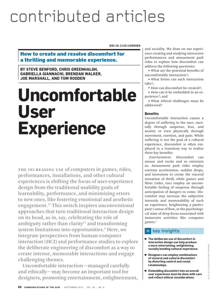 Uncomfortable Interaction Design Insights | PDF | Pain | Experience