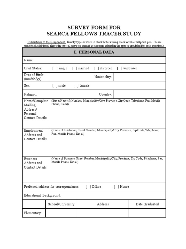 Tracer Study Form | Download Free PDF | Doctor Of Philosophy | Academic ...