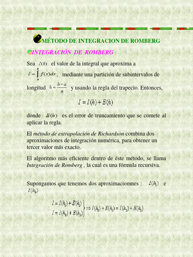 Integración de Romberg: Guía Práctica | PDF | Integral | Análisis numérico