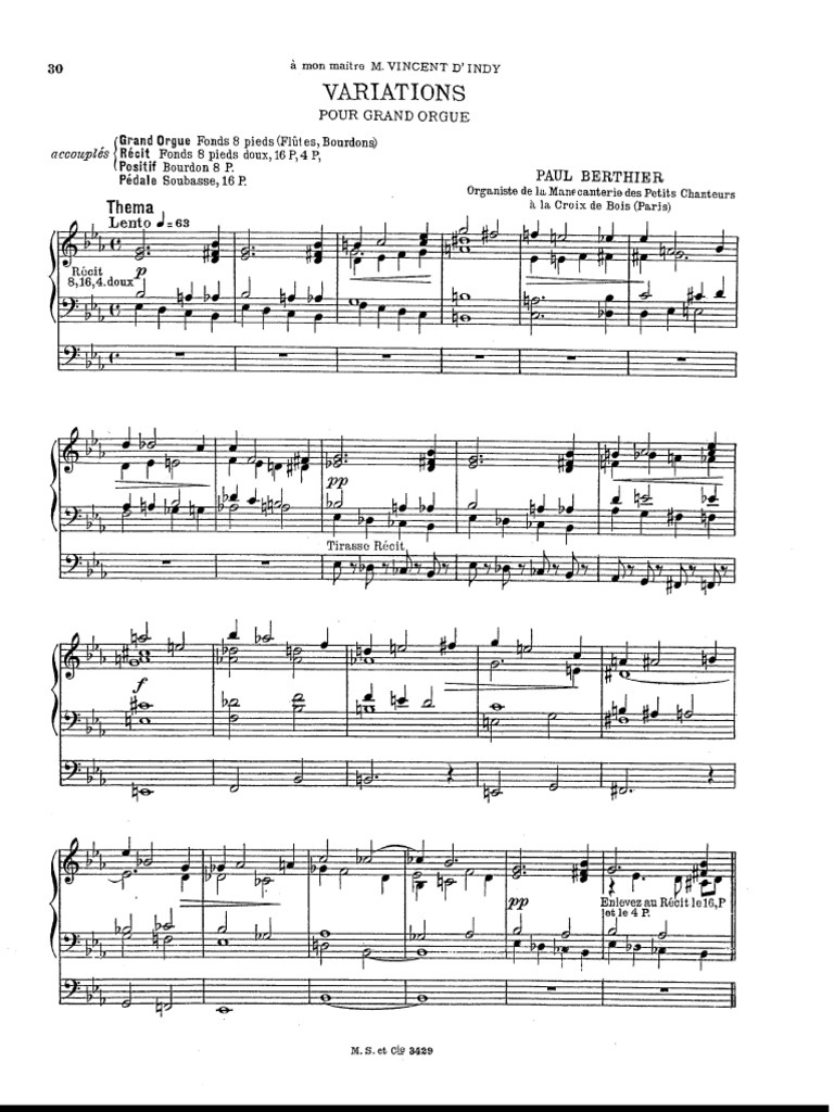 Berthier, Paul - Variations Pour Grand Orgue | PDF