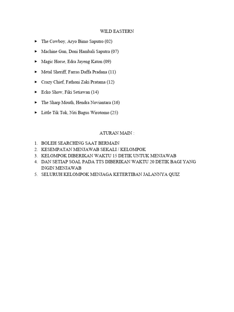 Tebak-Tebakan PKN dan TTS Nusantara | PDF