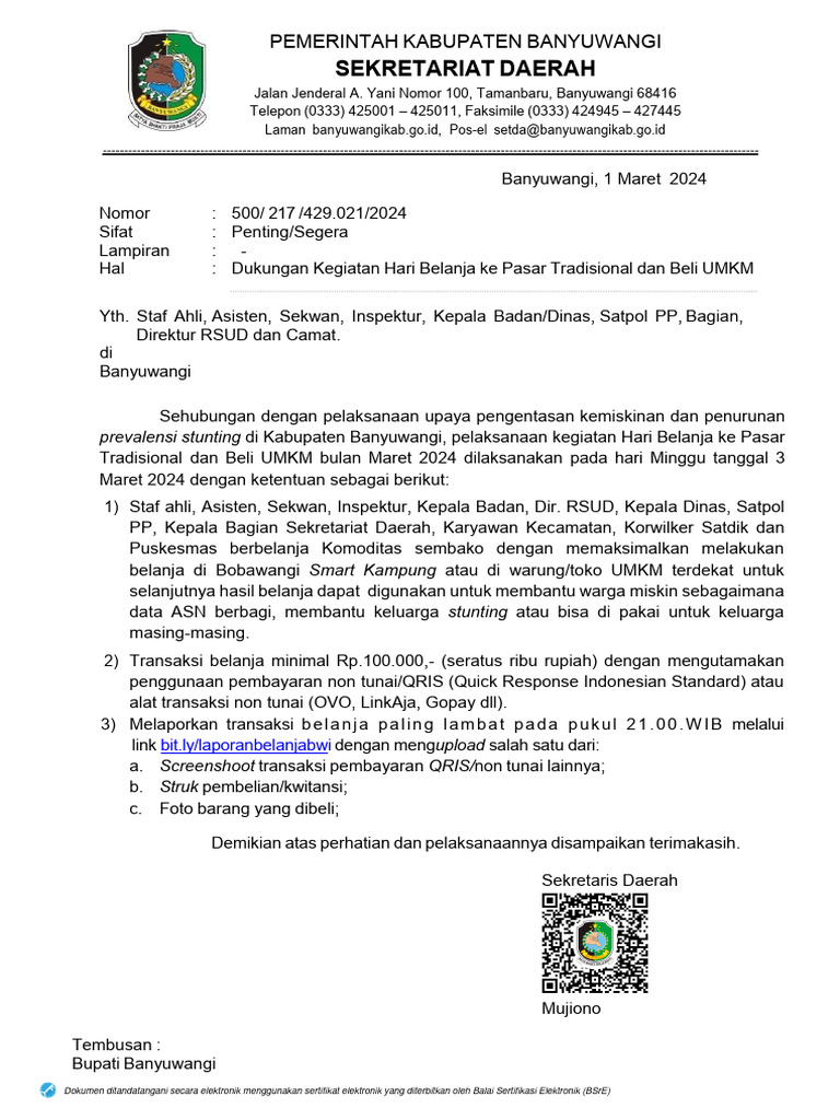 Dukungan Hari Belanja UMKM Banyuwangi | PDF