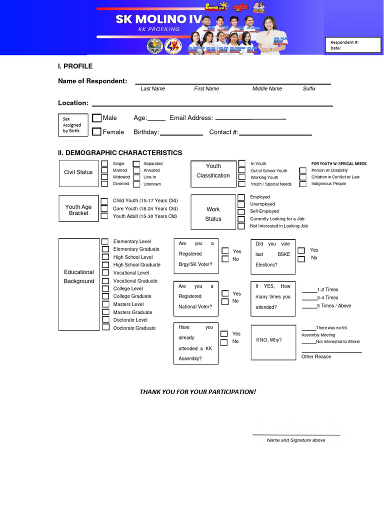 KK-PROFILING of Barangay Molino4 | PDF | Privacy | Information