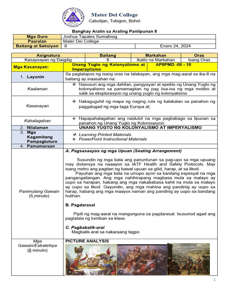 LESSON-PLAN-6-Imperyalismo-at-Kolonyalismo (Revised) | PDF