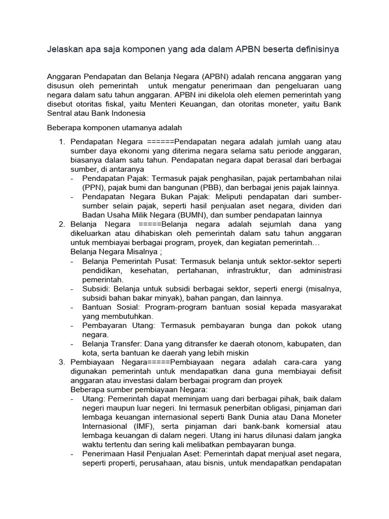 Komponen Utama dalam APBN | PDF | Ilmu Sosial