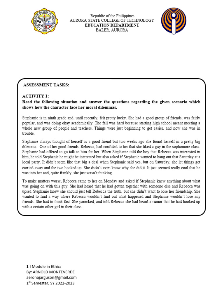 Module2-Ethics - ACTIVITY2 | PDF | Language Arts & Discipline