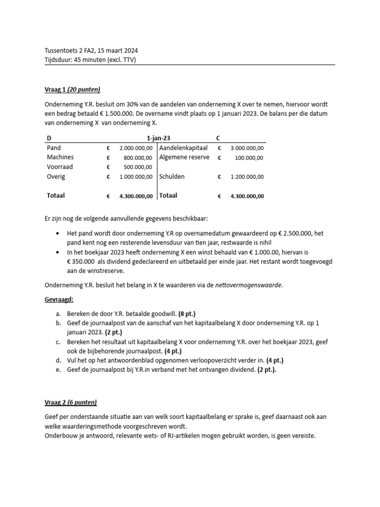Tussentoets - 2 - Maart 2024 - Definitief | PDF