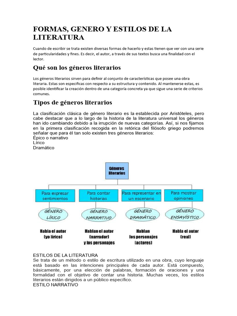 Formas Generos y Estilos de La Literatura | PDF | Narración