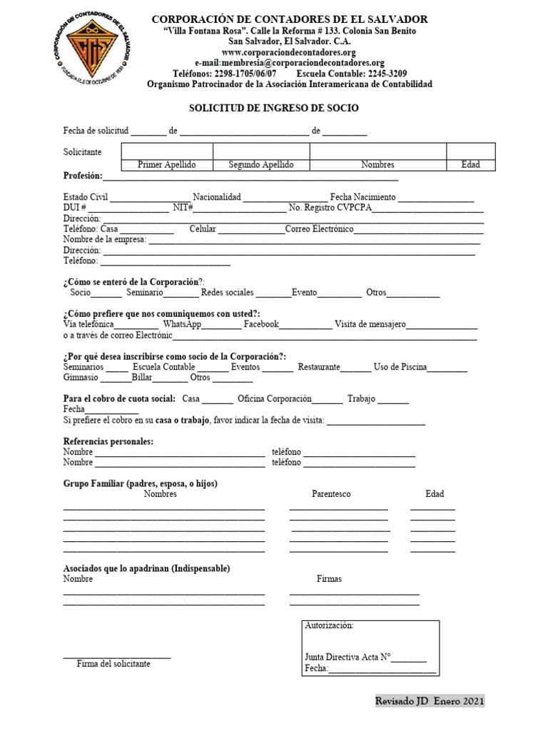 Solicitud para nuevos socios pdf | PDF | Contador | Servicios financieros
