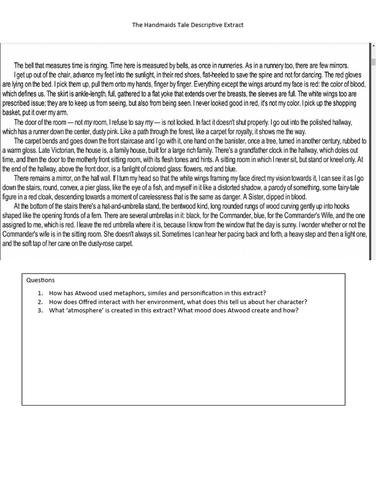 Handmaids Tale Descriptive Extract | PDF