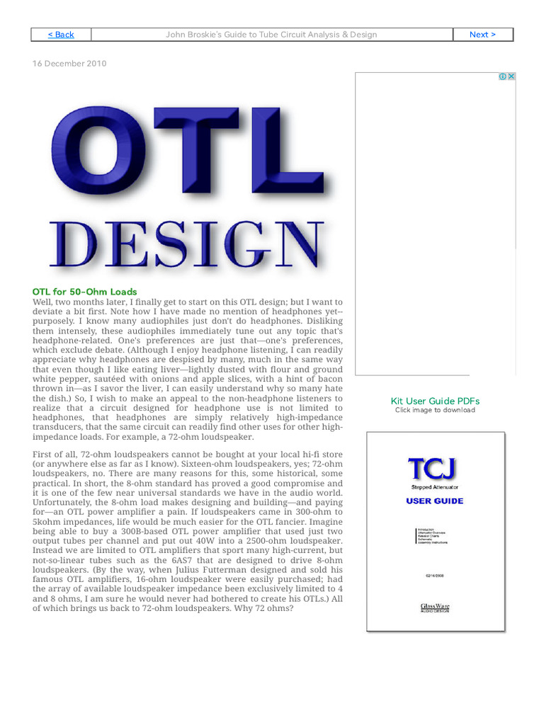 OTL Amplifier Design | Download Free PDF | Amplifier | Loudspeaker