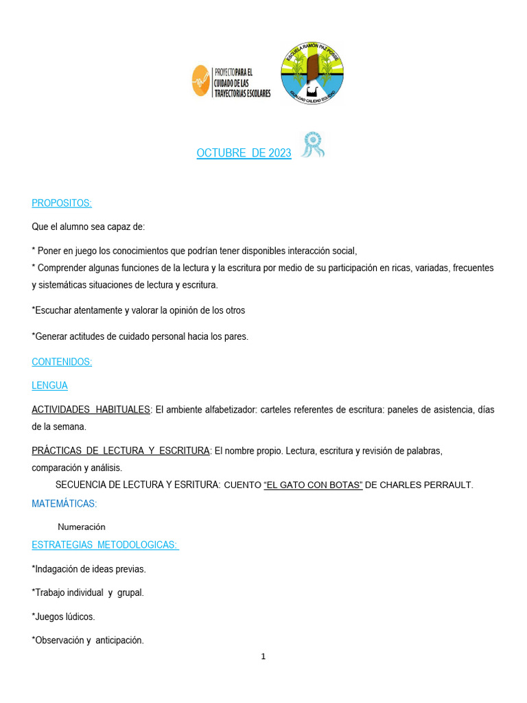 Secuencia El Gato Con Botas | PDF | Evaluación