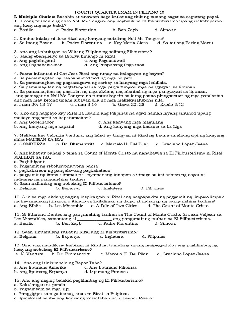 Quarter 4 Exam | PDF