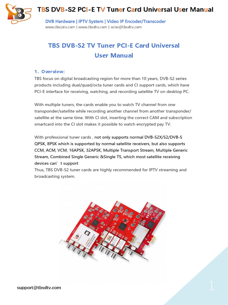 Tbs dvb-s2 Pcie TV Tuner Card Universal User Guide | PDF | Device ...