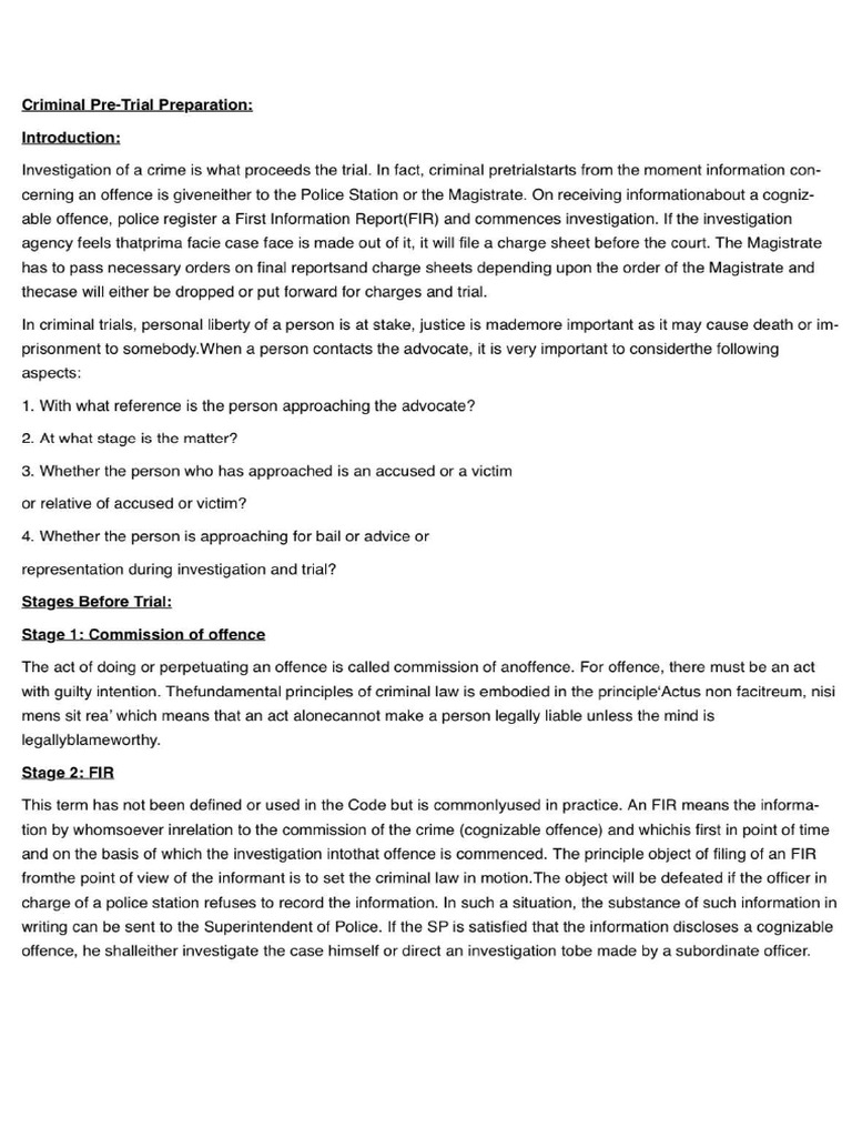 Sana - Pre Trial Preparation Criminal Case | PDF