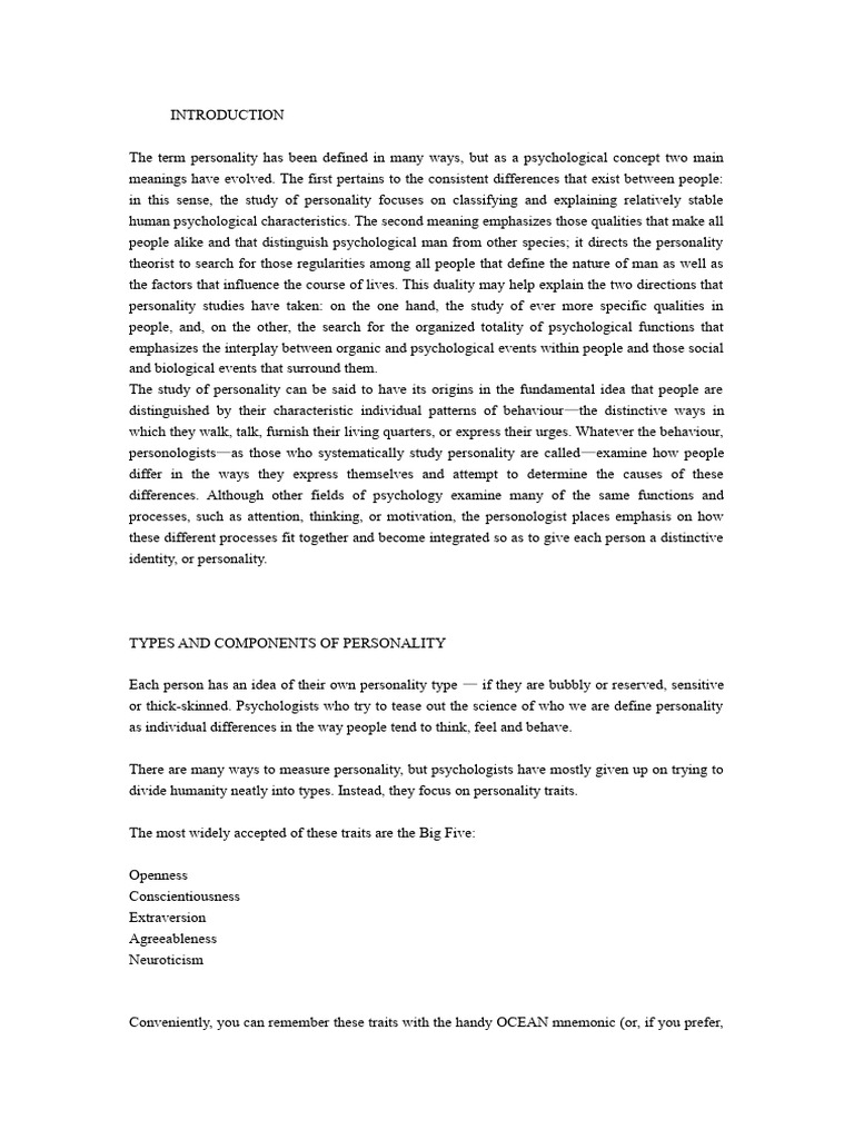 Document Personality (1) .2 | PDF | Extraversion And Introversion | Human Development