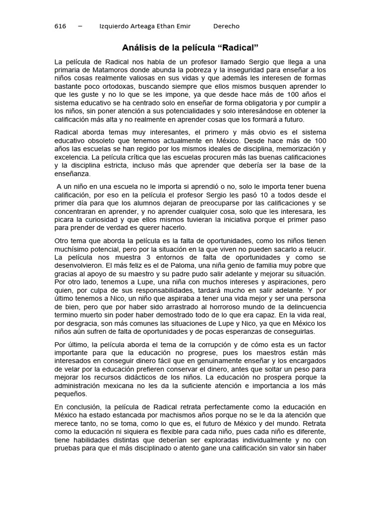 Análisis de La Película Radical | PDF