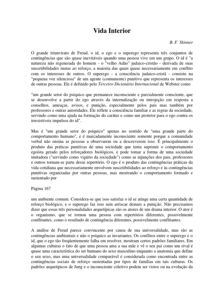 Contingências da Vida Interior em Skinner | PDF | Mente inconsciente ...