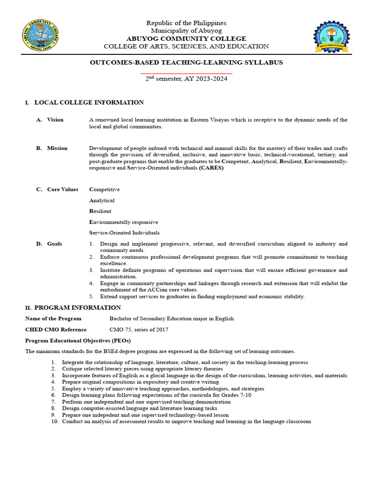 SYL EL118 Language Learning Materials Development | PDF | Learning ...