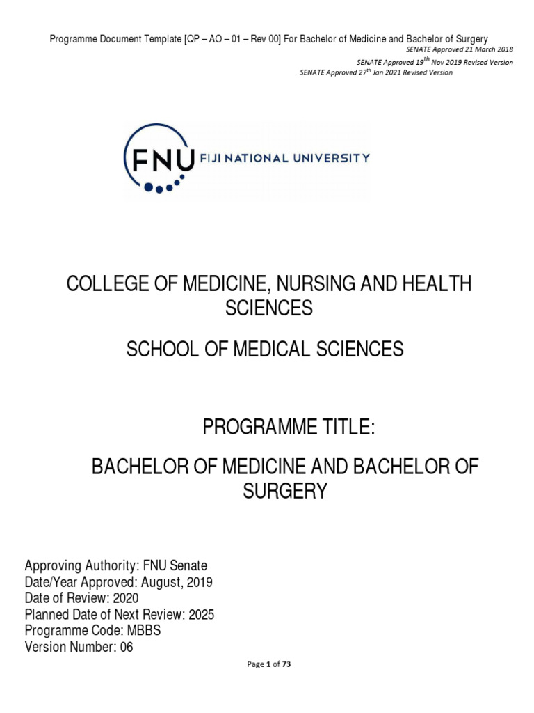CMNHS_MBBS_Programme Document_ (1) | PDF | Medical Diagnosis | Critical ...