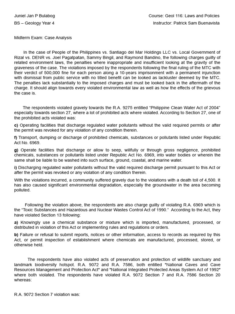 Case Exam | Download Free PDF | Fine (Penalty) | Waste